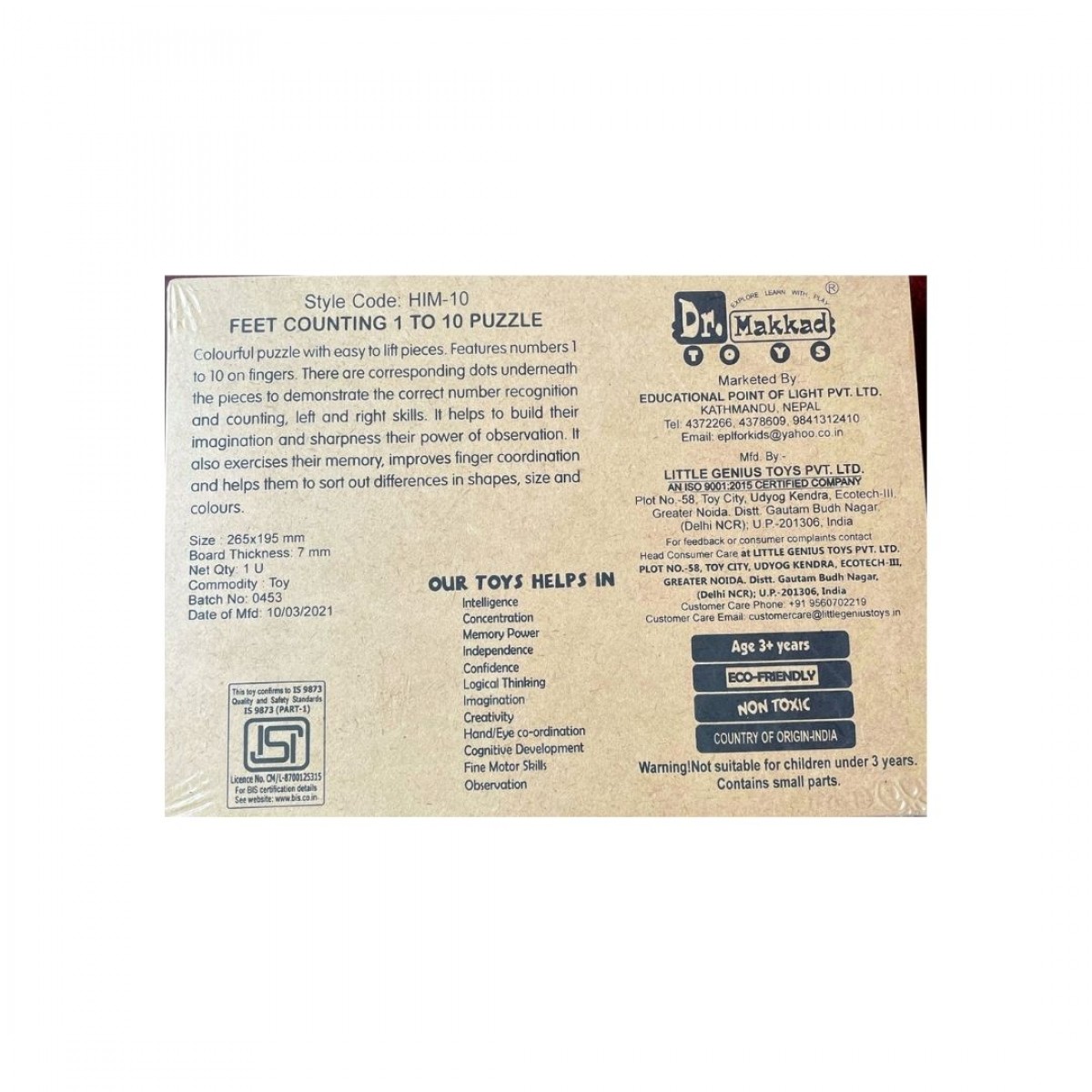 Educational Point of Light Pvt. Ltd. || Feet Counting 1 to 10 Puzzle